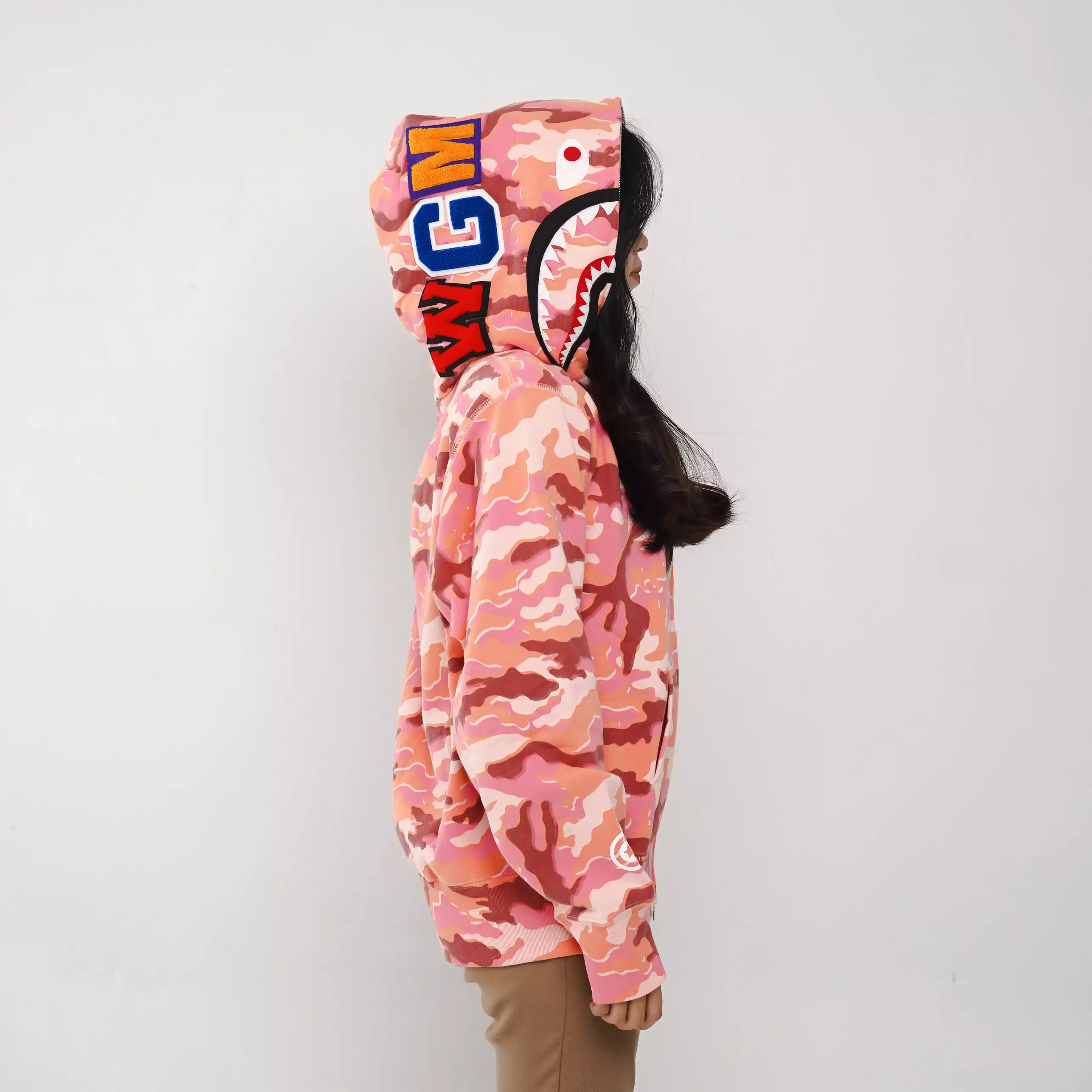 Jual A Bathing Ape Hoodie BAPE SHARK WGM WOODLAND CAMO PINK FULL ZIP ...
