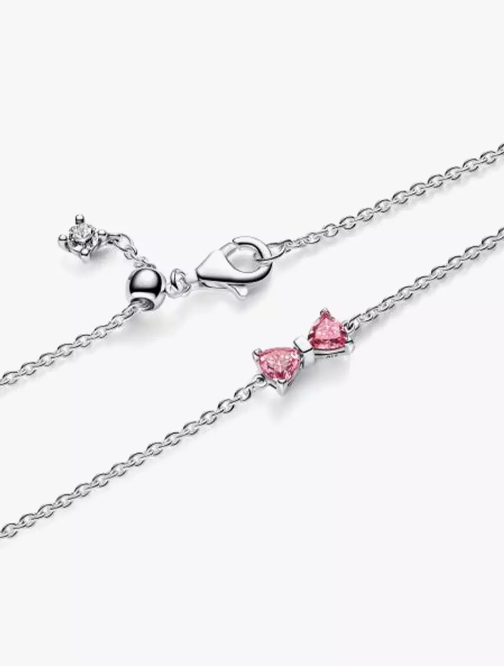 Jual PANDORA Bow Sterling Silver Bracelet with Fancy Pink and Clear ...