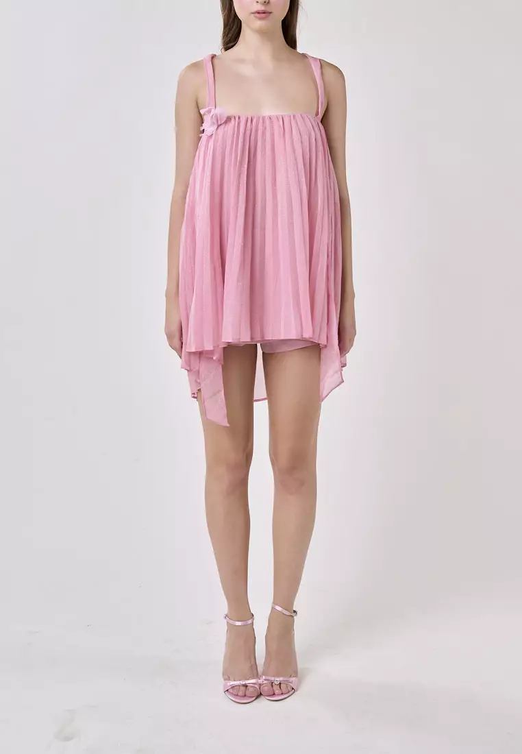 Buy Love, Ara Raya Carnation Pink 2 Way Pleated Mini Dress 2025 Online ...