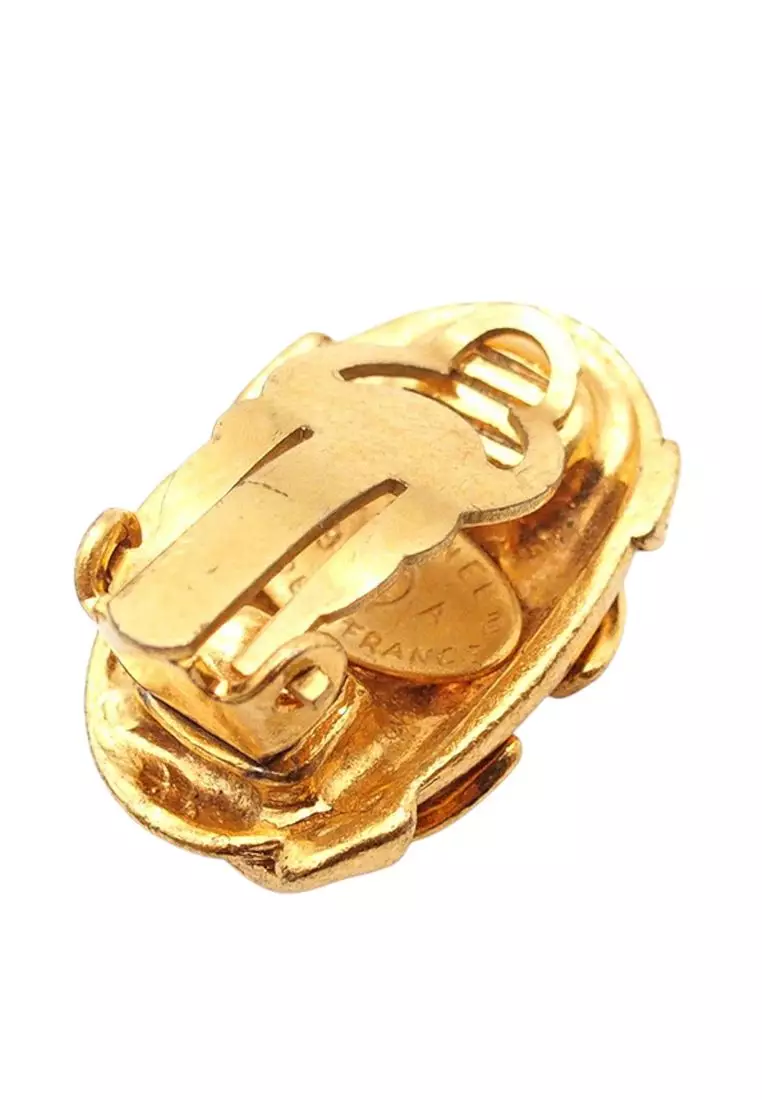 Buy Chanel Pre-Loved Chanel Gold Plated Cc Clip On Earrings Online ...