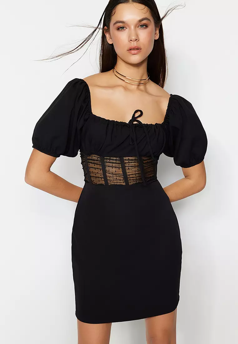 Jual Trendyol Mesh Puff Sleeve Mini Dress Original 2024 | ZALORA ...