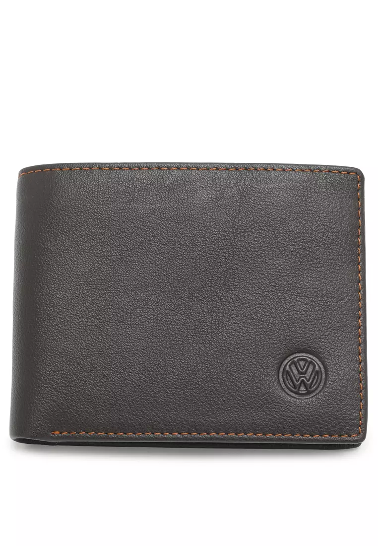 Buy Volkswagen Men's RFID Genuine Leather Bi Fold Center Flap Short ...