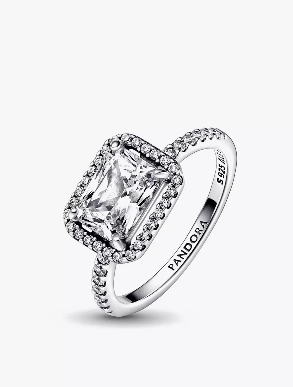 Jual Pandora Rectangular Sparkling Halo Ring - 52 - Silver Original ...