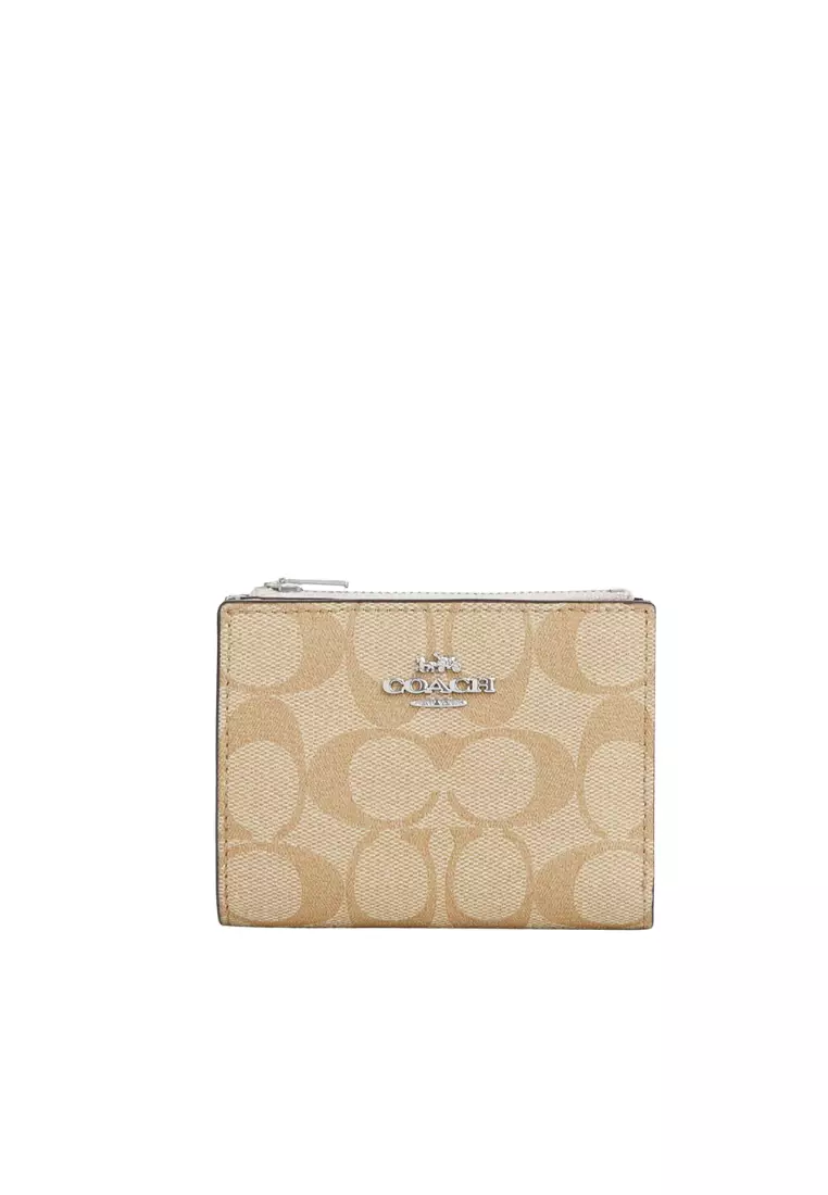 Buy COACH Coach Bifold Wallet Signature Canvas In Light Khaki Chalk ...
