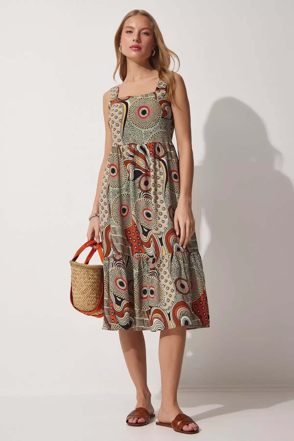 Buy Happiness Istanbul Floral Square Collar Summer Dress 2025 Online ...