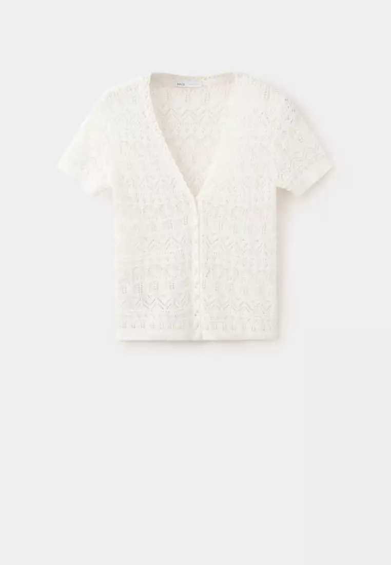 Buy Mango Short-Sleeved Openwork Knit Cardigan 2026 Online | ZALORA