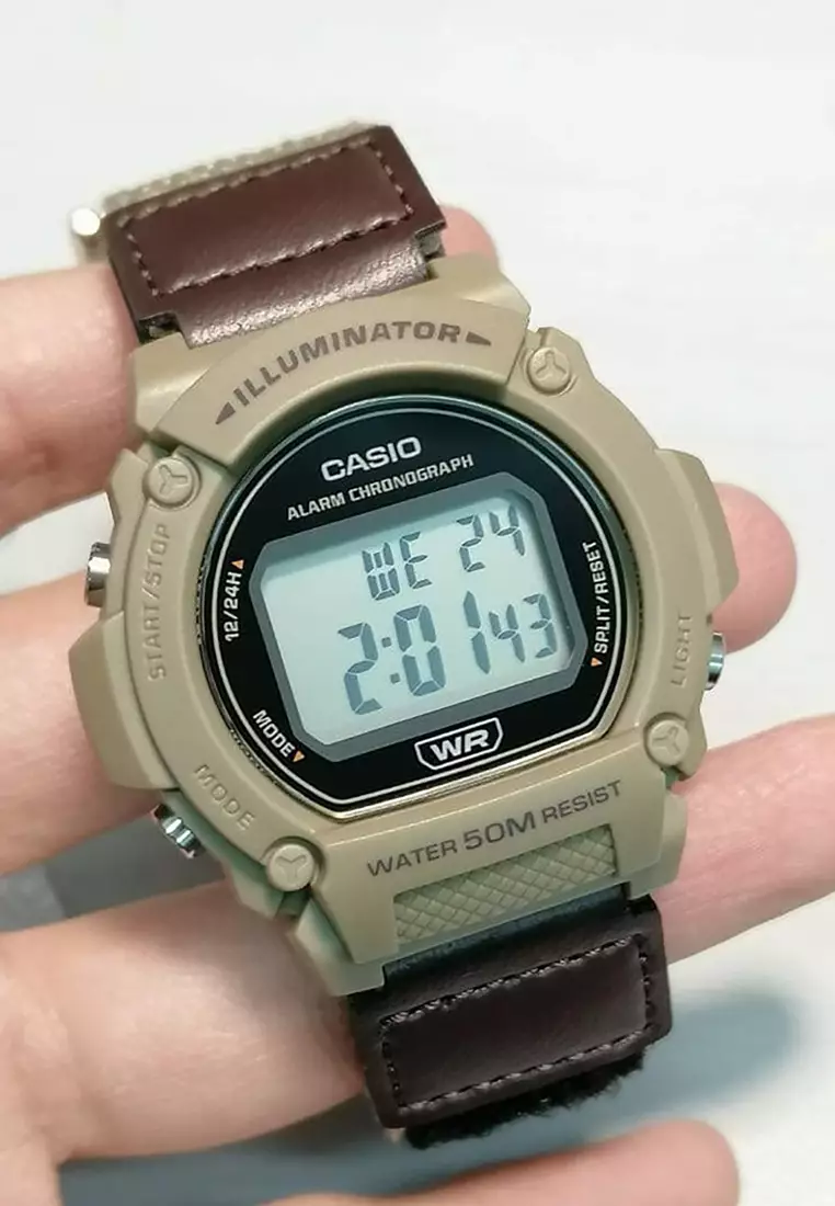 Buy Casio Men's Digital Watch W-219HB-5A Brown Cloth Strap Sport Watch ...