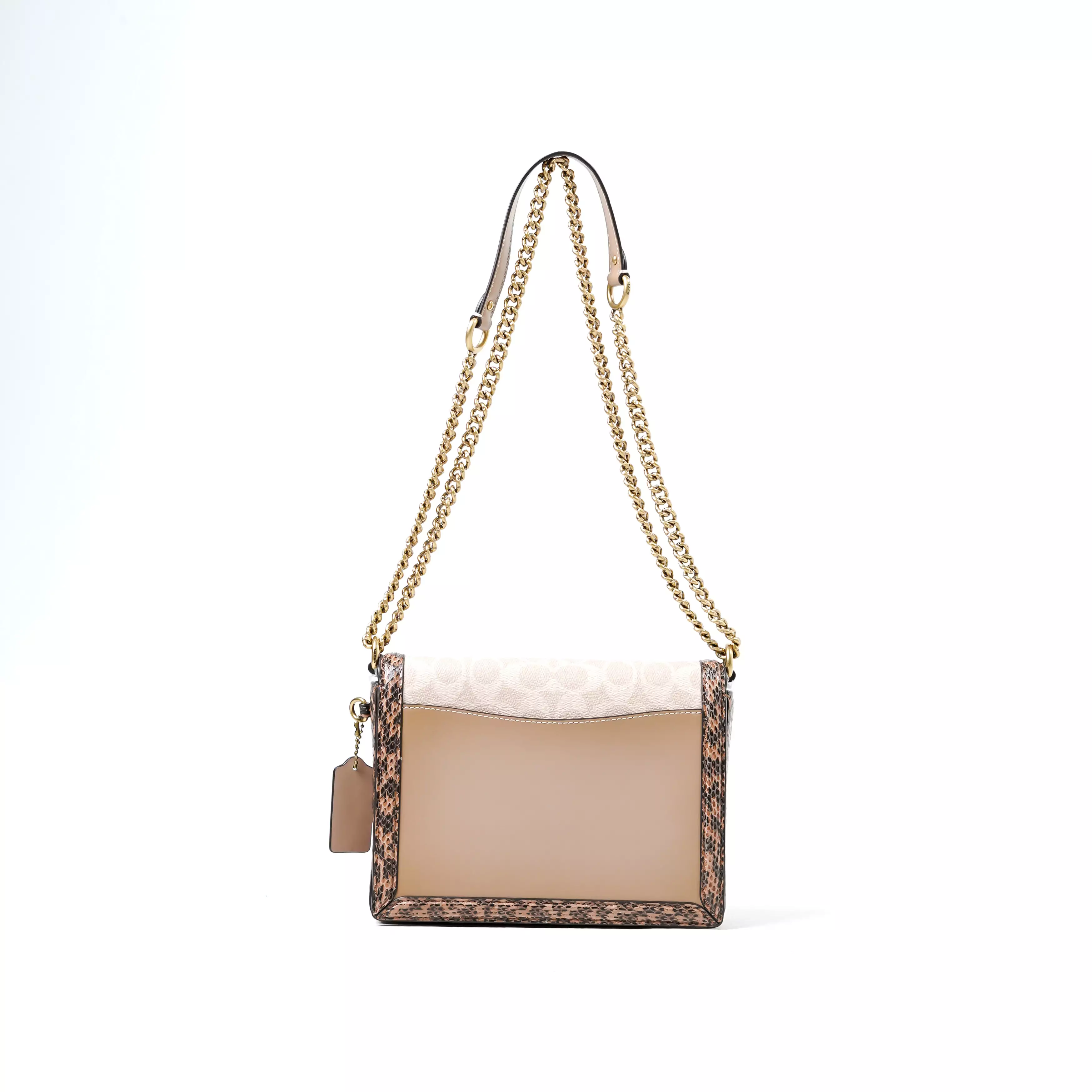 Jual Coach Tas COACH SNAKE LINE MONOGRAM MULTI BEIGE BROWN GHW CHAIN ...