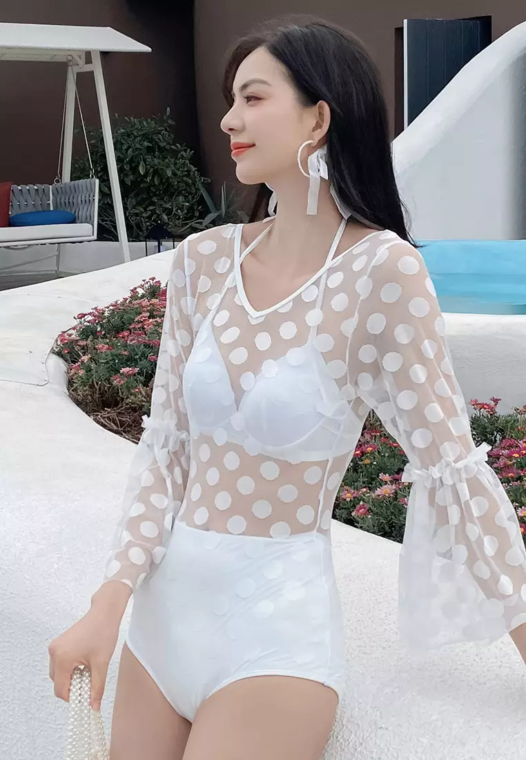 Zitique Sexy Tulle Polka Dot One Piece Bikini Swimsuit 2024 Buy