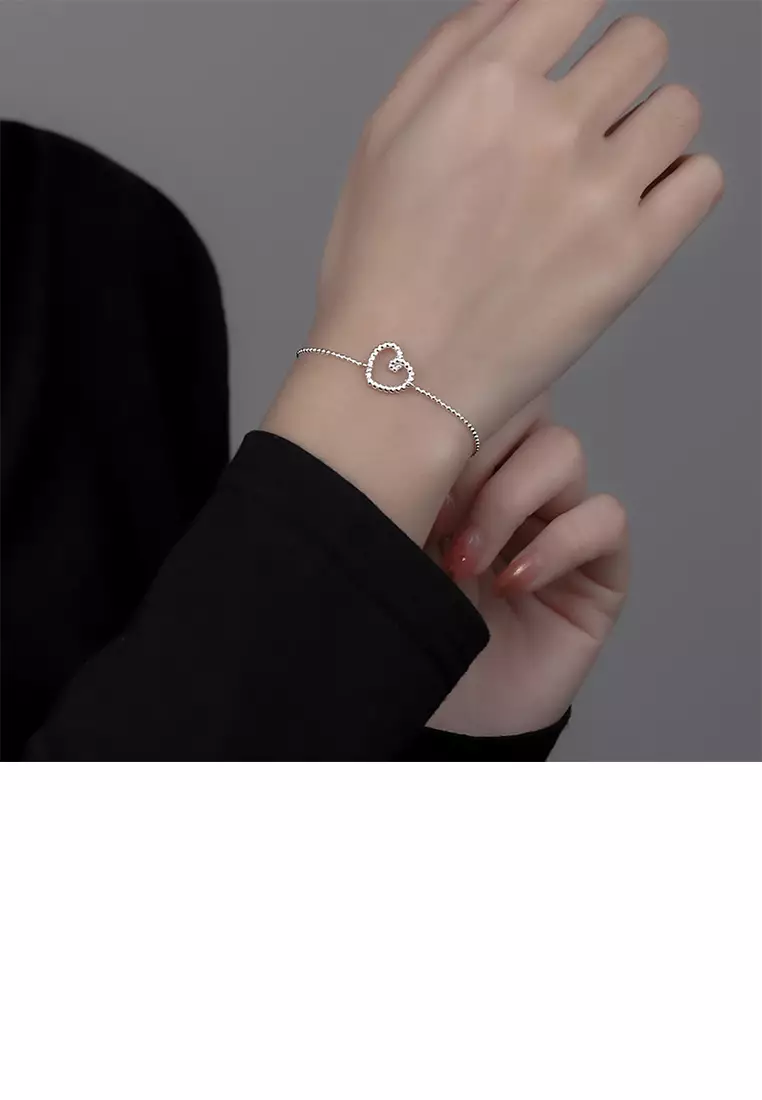 Buy SOEOES 925 Sterling Silver Simple and Fashion Hollow Twist Heart-shaped Bracelet Online ...