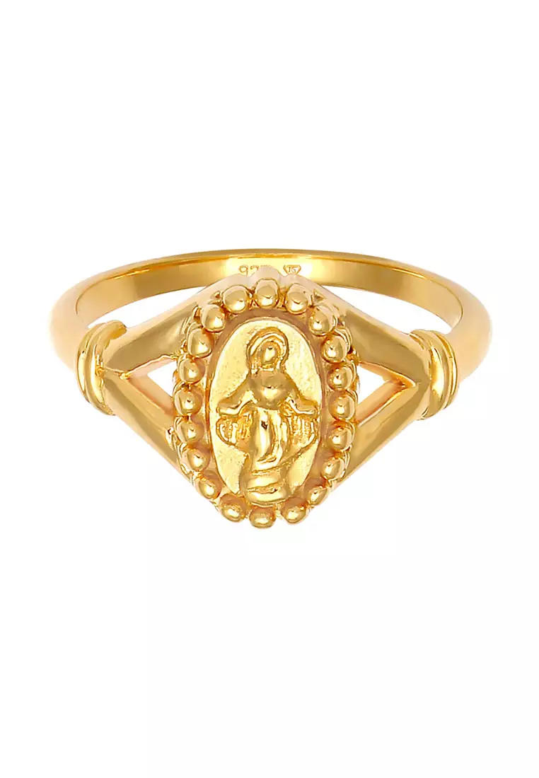 Buy ELLI GERMANY Virgin Mary Signet Ring – Gold-Plated Silver 2026 ...