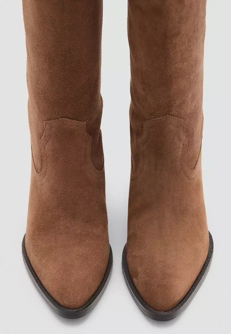 Jual Mango Heel Leather Boots Original 2025 | ZALORA Indonesia