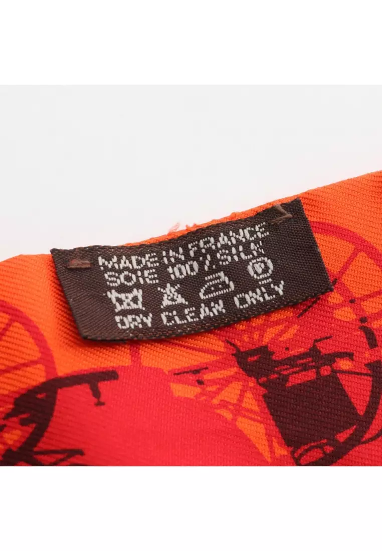 網上選購 Hermès Pre-Loved Hermès twilly ribbon scarf carriage pattern silk ...