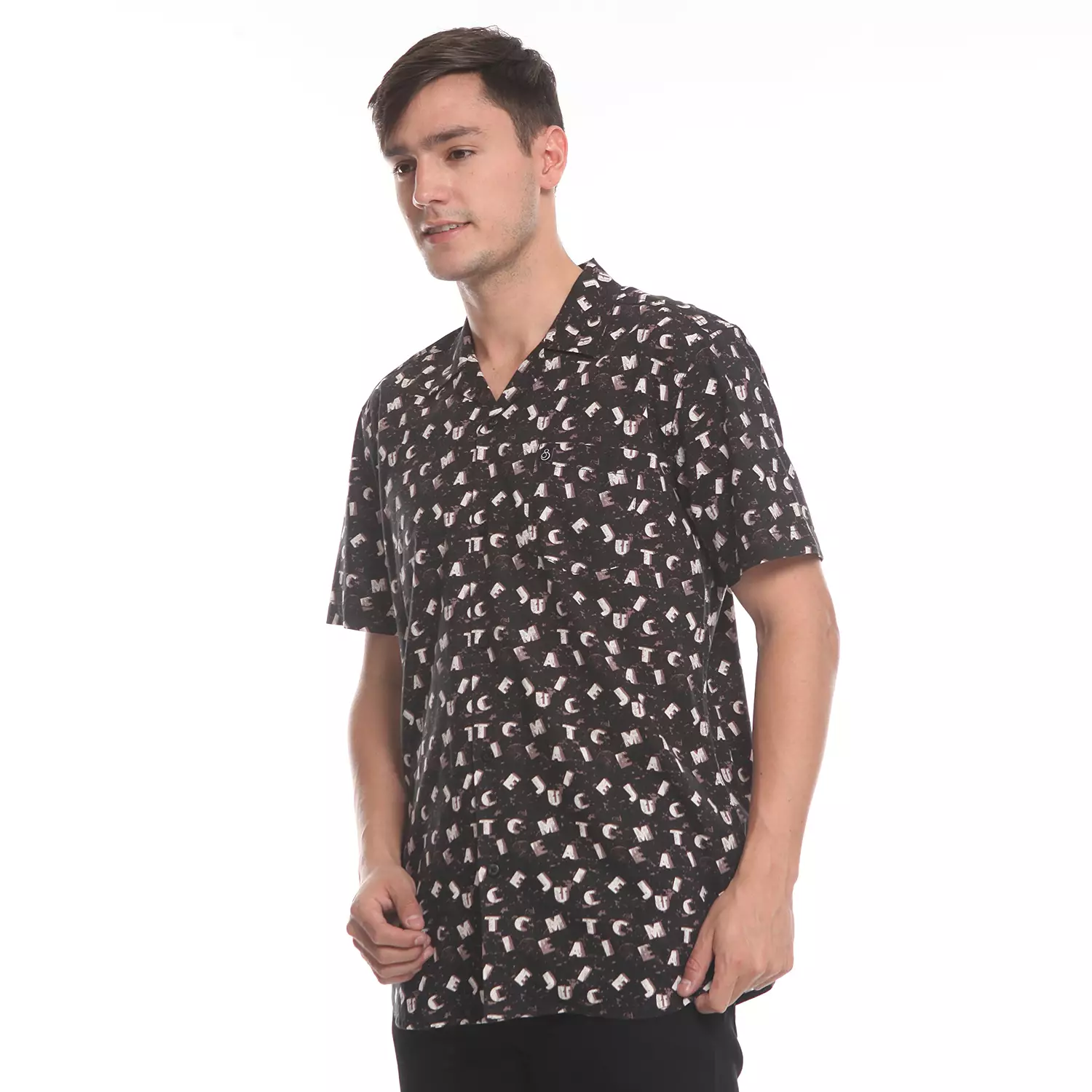 Jual Juice Ematic Juice Ematic Kemeja lengan pendek pria Hitam LAYER ...