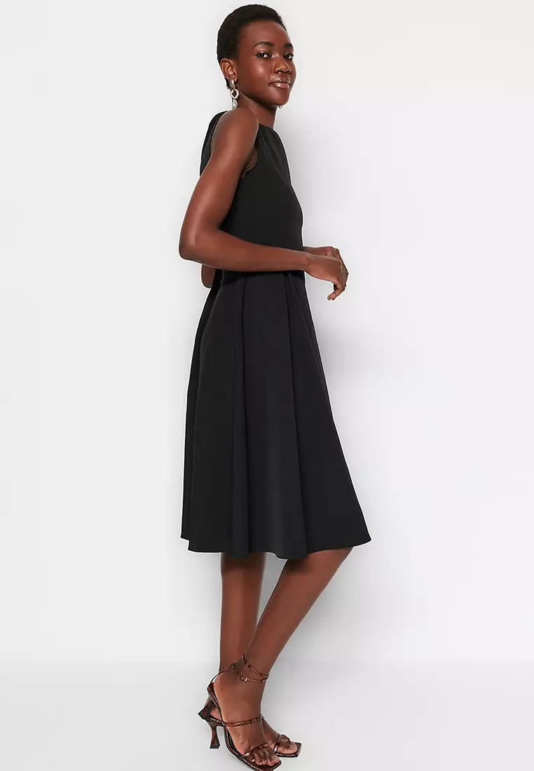 Jual Trendyol Sleeveless Pleated A Line Flare Dress Original 2025 ...