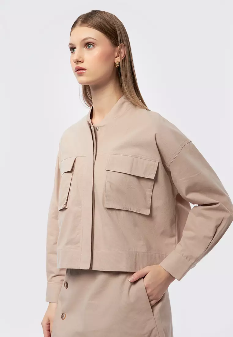 Jual et cetera Double Pocket Jacket Taupe Original 2025 | ZALORA ...