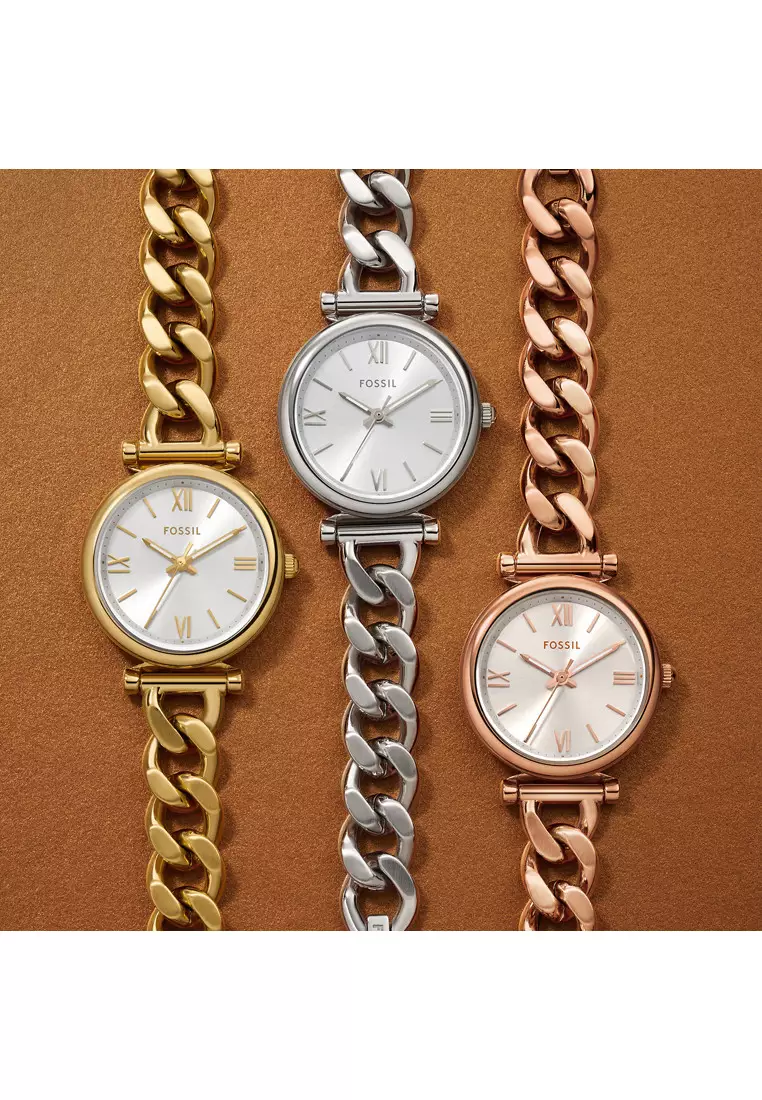 Fossil Carlie Three-Hand Gold-Tone Stainless Steel Watch ES5329 2025 ...