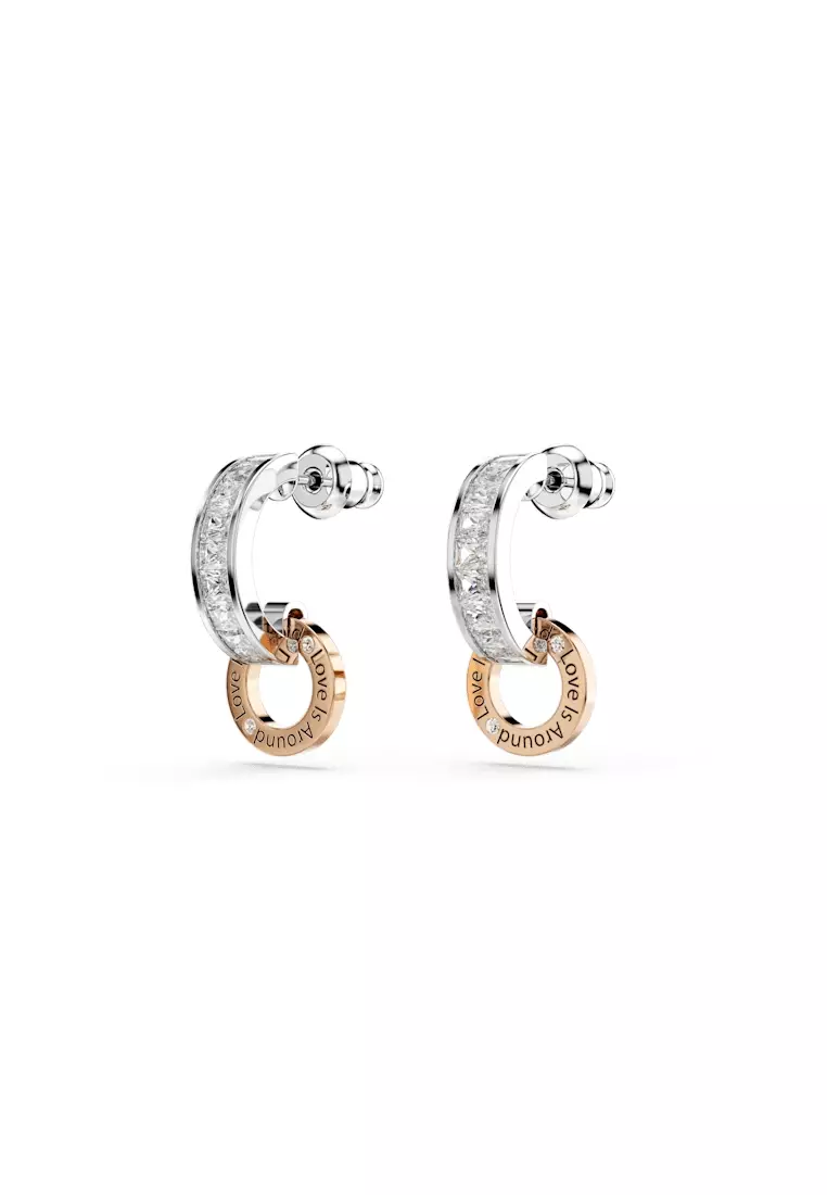 Buy Swarovski Connexus Drop Earrings Mixed Cuts `love Is Around` White Mixed Metal Finish