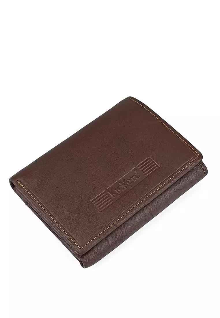 Buy Kickers KICKERS Full Grain Cowhide Tri-Fold Mini Vertical Wallet ...