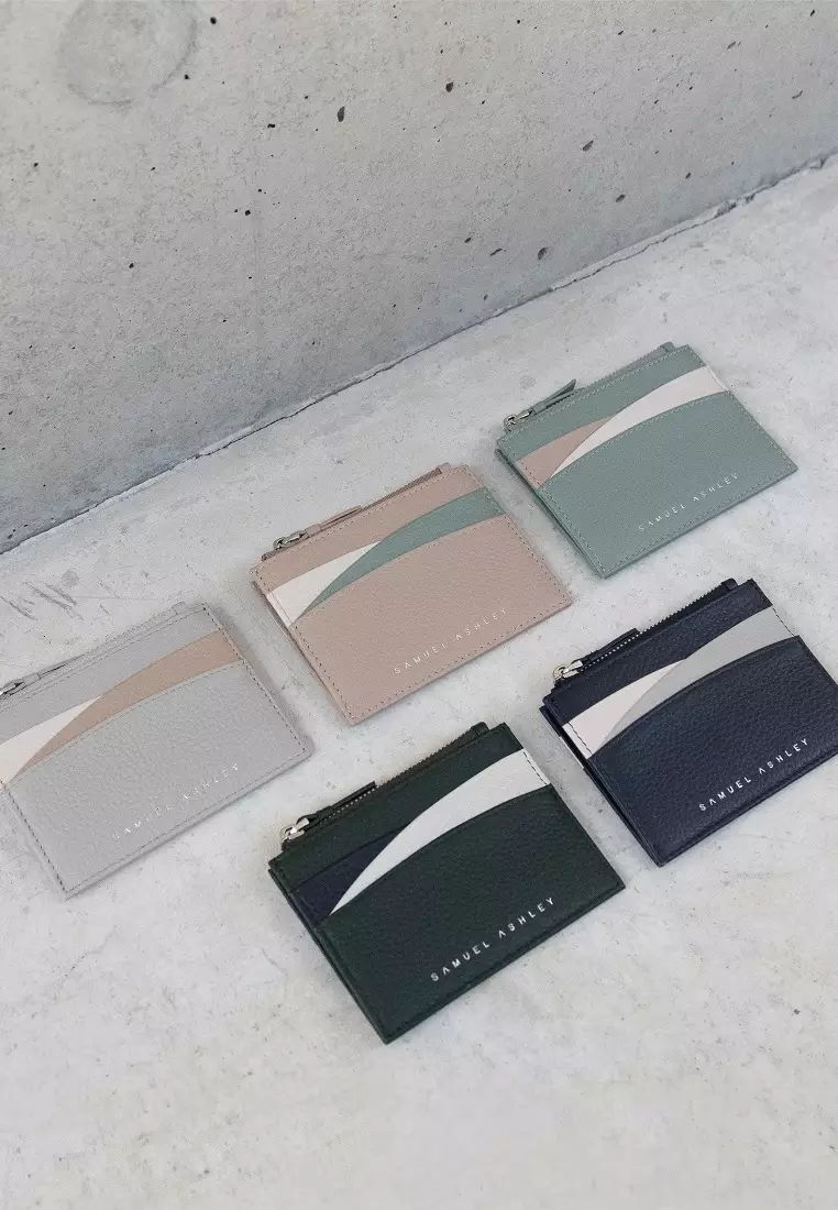 Samuel Ashley Amber Top Zip Leather Card Holder - Loden 2025 | Buy ...