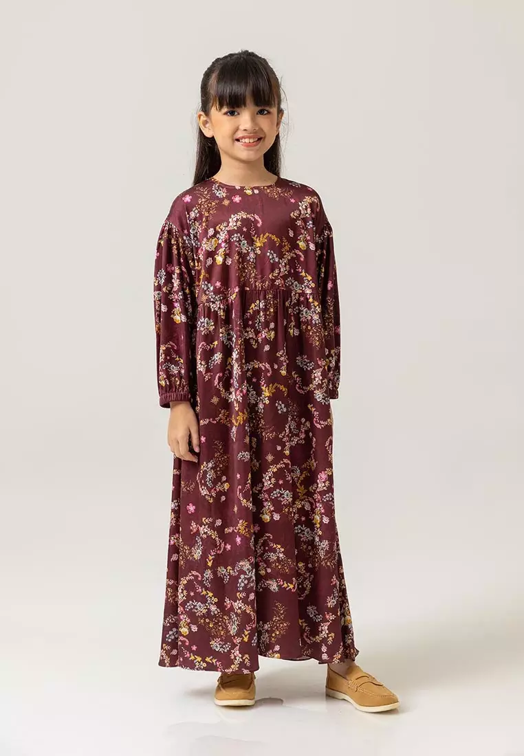 Jual Riamiranda Ria Miranda Burgundy Hara Dress Girl Original 2025 ...