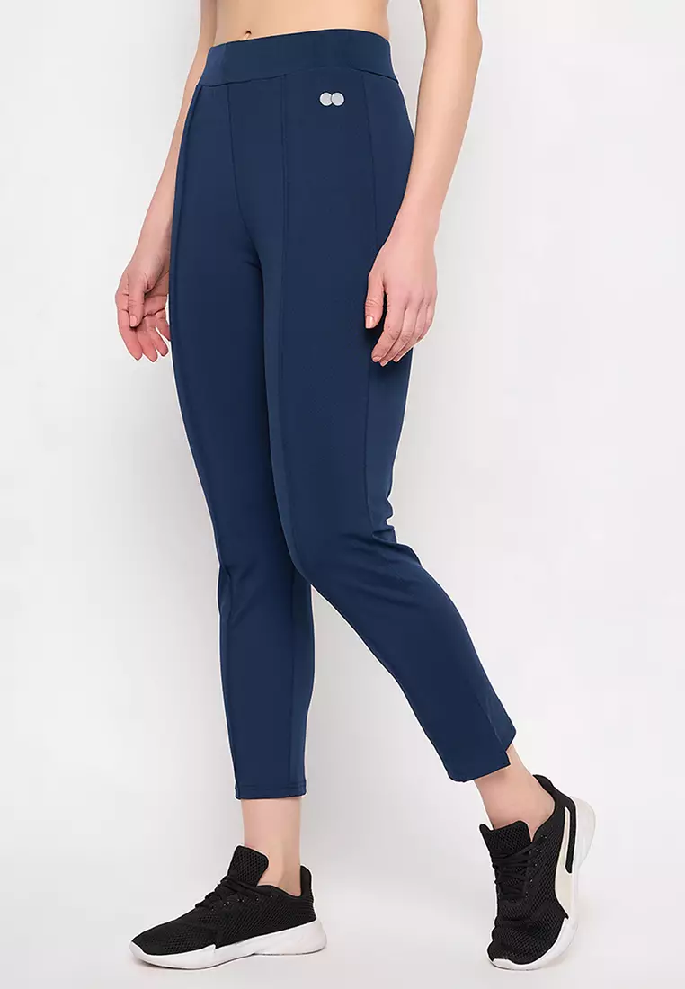 Buy Clovia Clovia Snug Fit High-Rise Active Straight Pants in Blue ...
