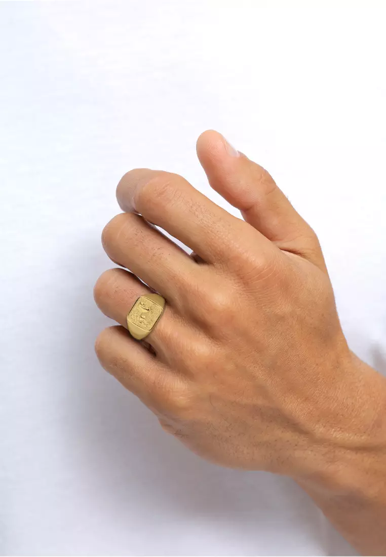 Buy Kuzzoi Ring Men Signet Horse Gold Plated 2026 Online | ZALORA