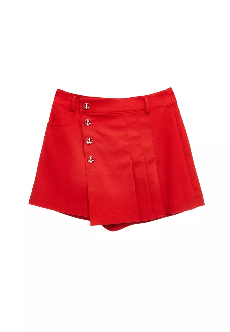 Buy iROO Front Pleat Detail Red Skorts 2026 Online | ZALORA Philippines