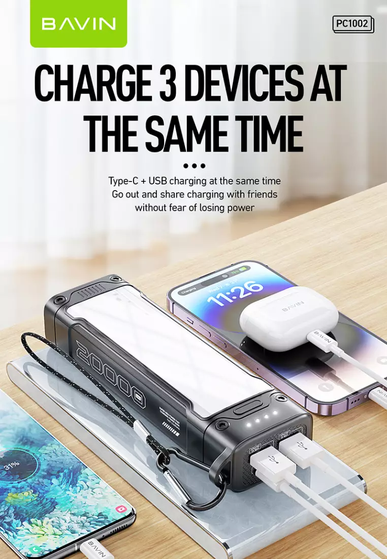 Buy BAVIN PC1002 20000mAh Powerbank 22.5W Fast Charging Portable Power ...