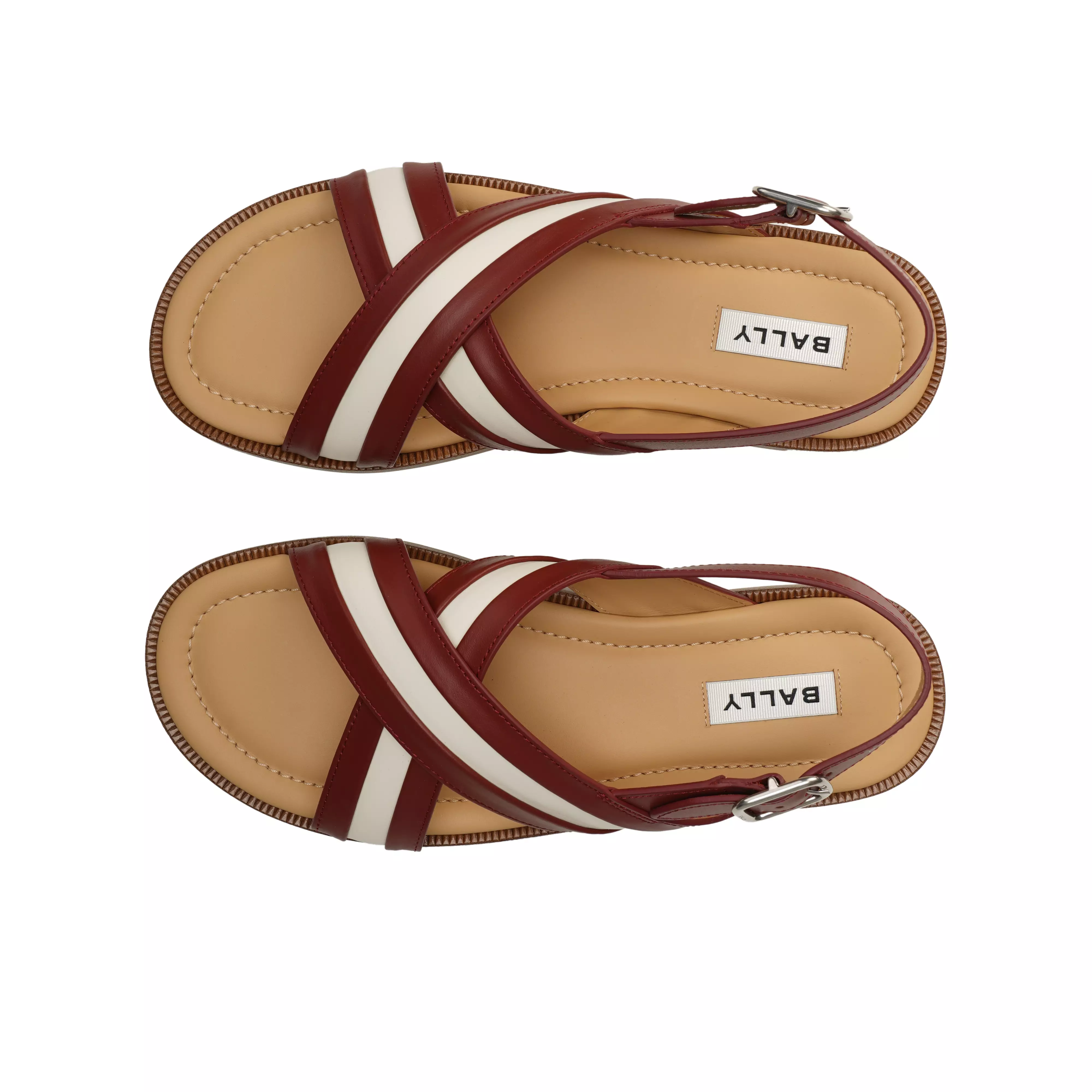 Jual BALLY Bally Garey Striped Leather Sandals - Red Original 2025 ...