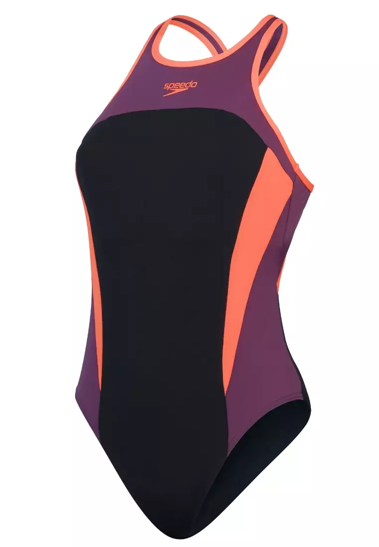 Buy Speedo High Neck Splice Cross Back Swimsuit 2025 Online | ZALORA ...