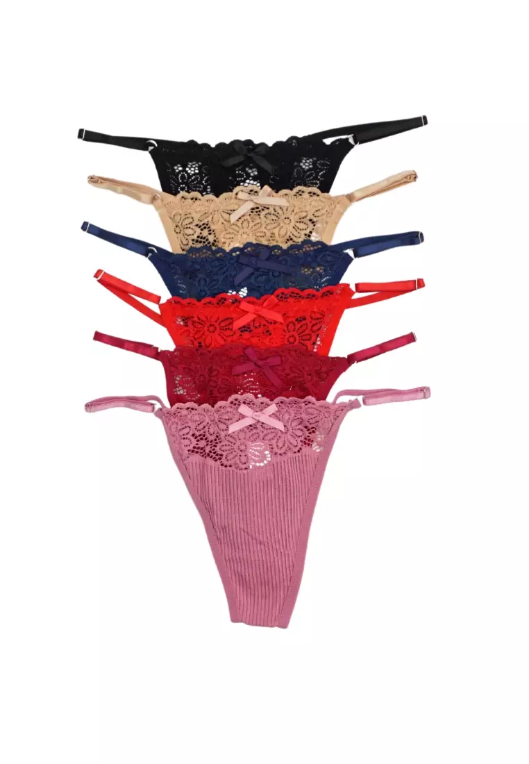 Kiss & Tell 6 Pack Giselle Sexy Lace G String Thong Panties Bundle A ...