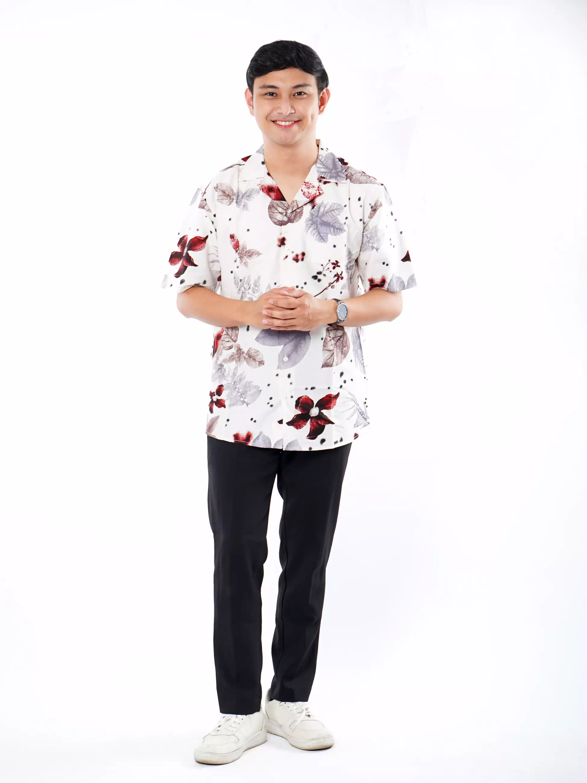 Jual Andre Michel Andre Michel Kemeja Kerah Hawai Lengan Pendek Motif ...