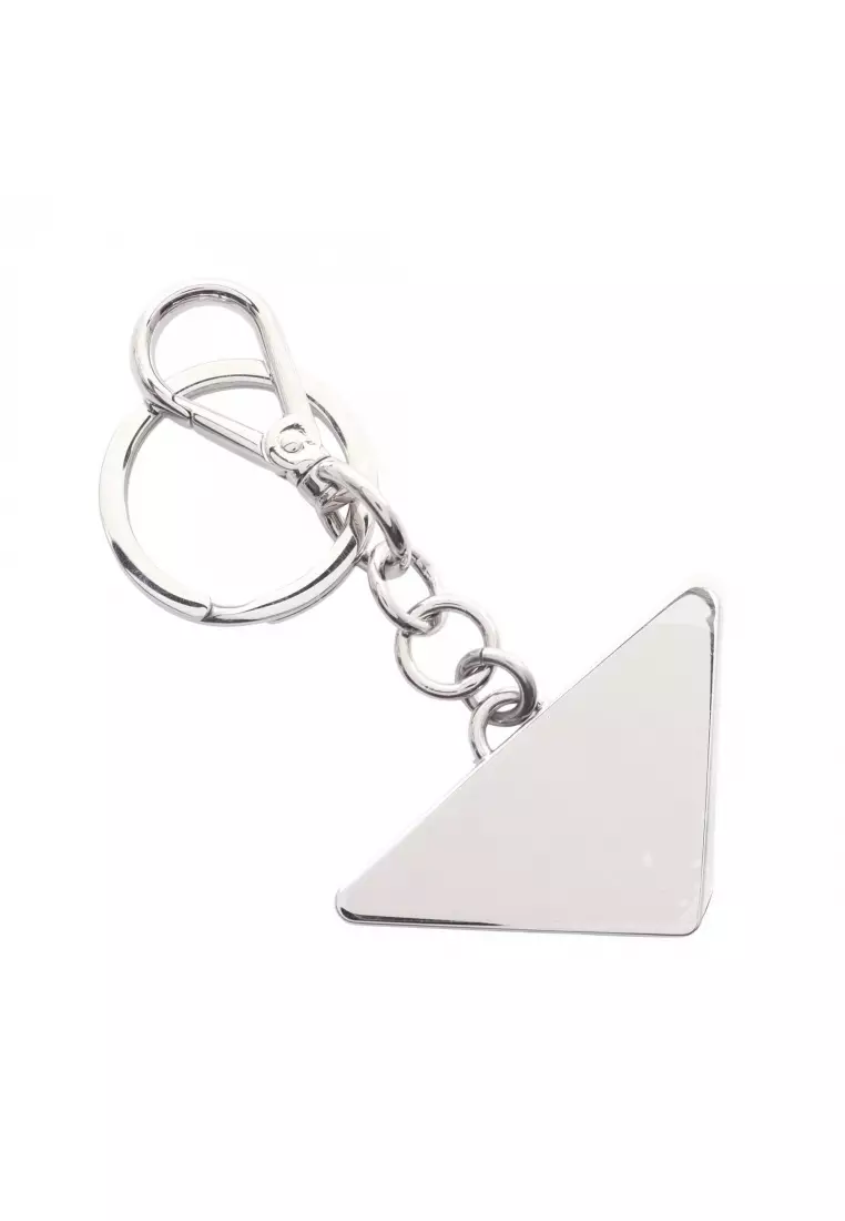 Buy Prada Pre-Loved Prada triangle logo key ring key ring Silver black ...