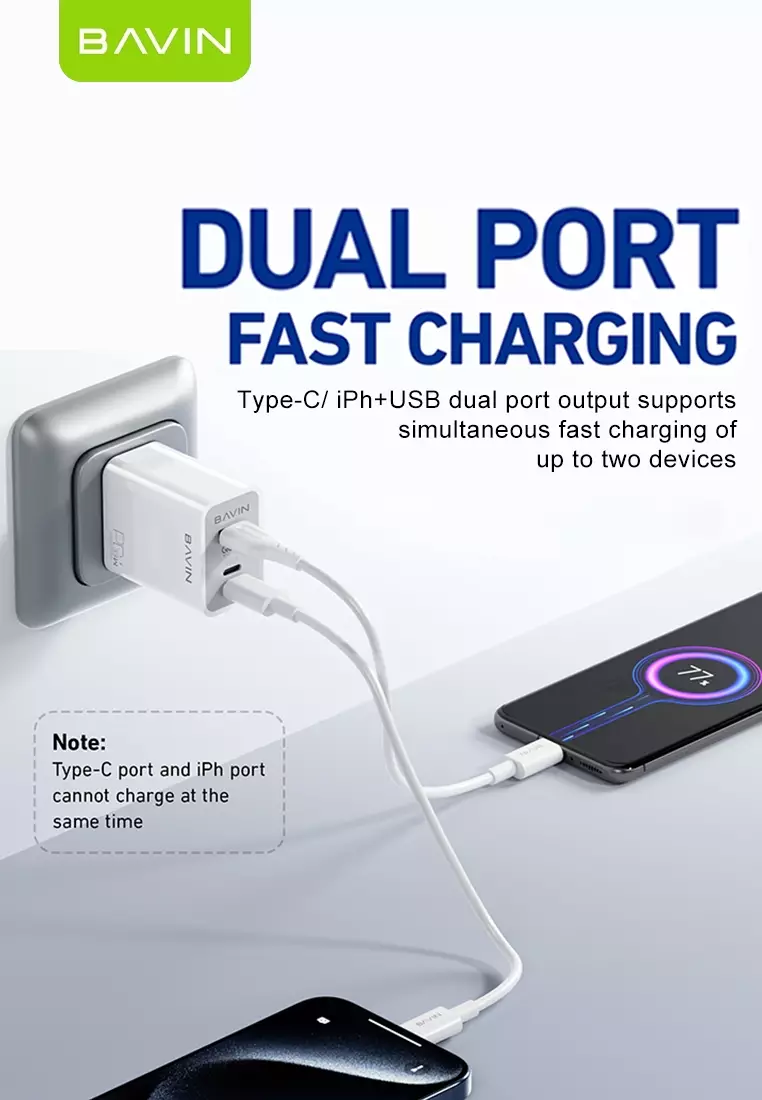 Buy BAVIN PC975 PD 33W Fast Charging Adapter w/3 Charging Ports iPh ...