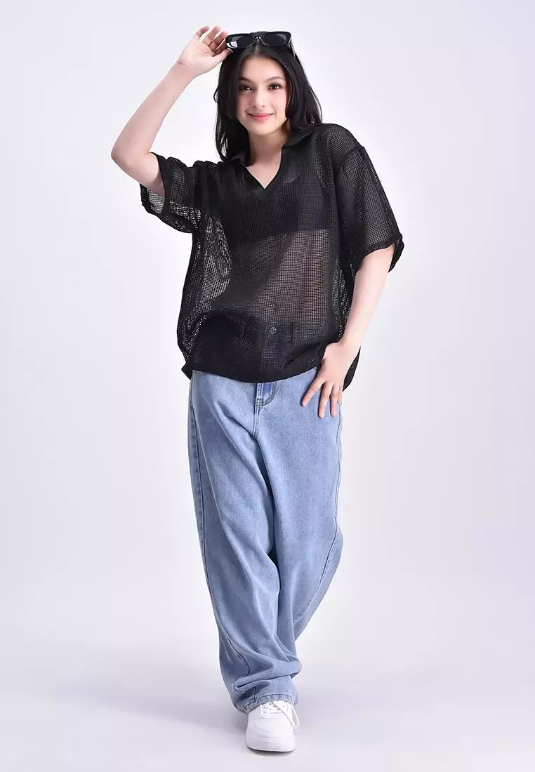 Buy BENCH Women's Oversized Mesh Top 2024 Online | ZALORA Philippines