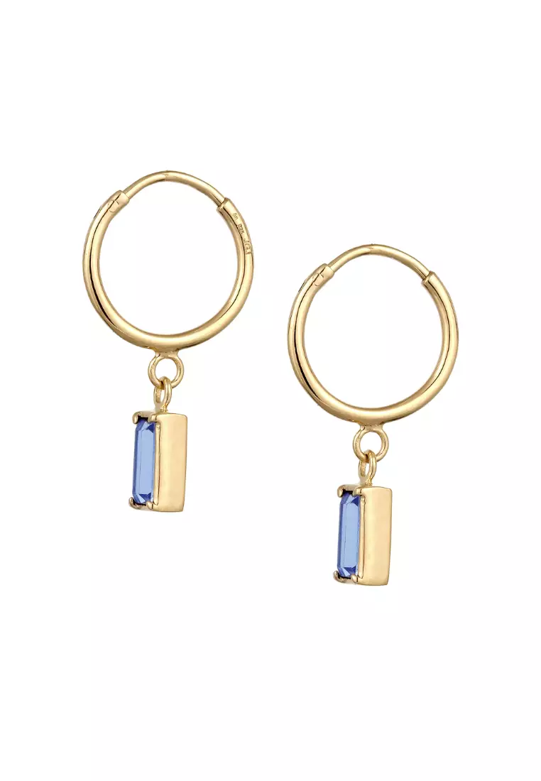Buy ELLI GERMANY Swarovski® Crystal Rectangle Hoop Earrings in Blue ...