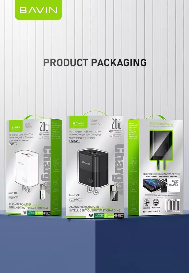Buy BAVIN BAVIN PC963 33W PD Fast Charging AC Adapter with Dual Port ...