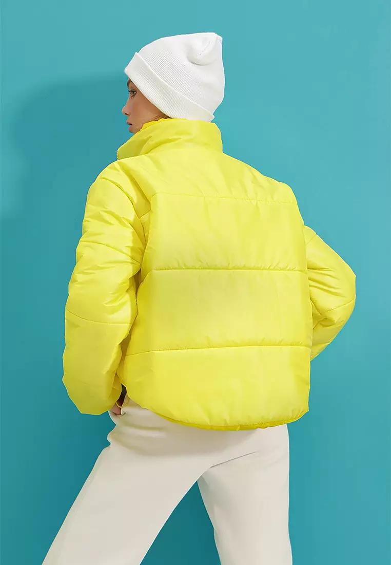 Buy Alacati Stand Collar Double Pocketed Inflatable Puffer Jacket ...