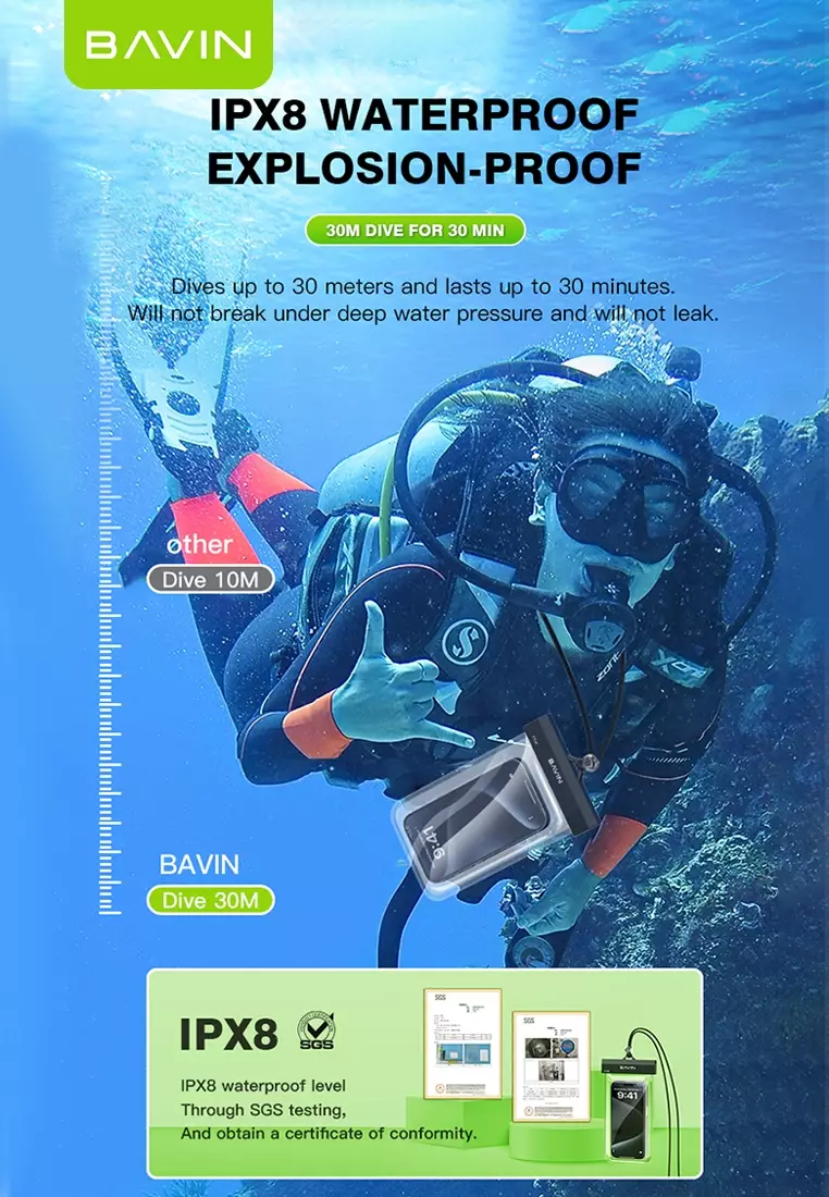 Buy BAVIN ET05 Waterproof Phone Bag Touch-Screen Underwater Phone Pouch ...
