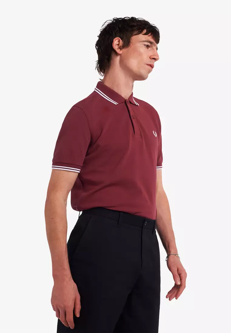 Buy Fred Perry Fred Perry M3600 Twin Tipped Fred Perry Shirt (Port Red) Online | ZALORA Malaysia