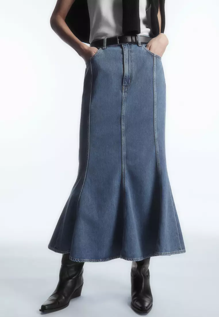 Buy COS Panelled Flared Denim Skirt 2025 Online | ZALORA