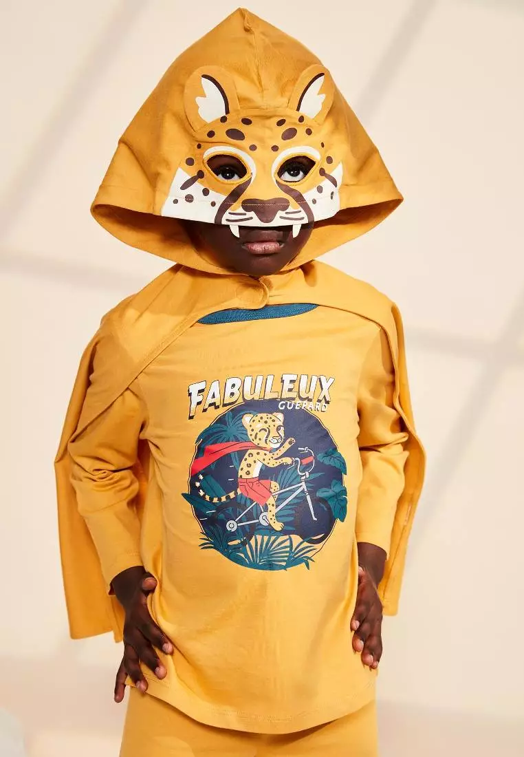 Buy Sergent Major Two-Piece Mustard Yellow Cotton Pajamas With Leopard ...