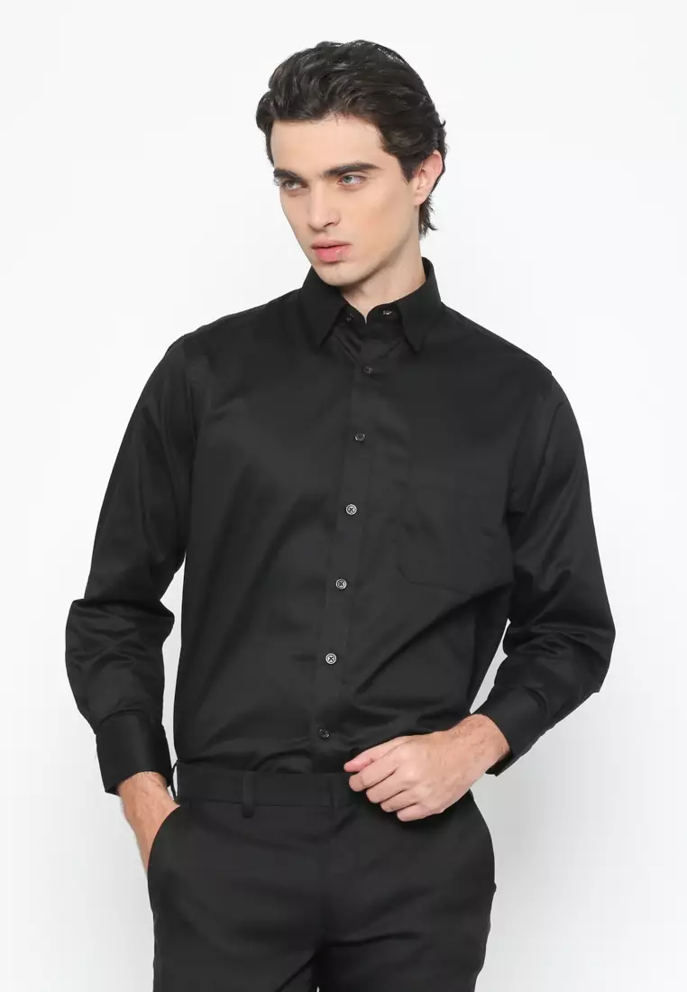 Jual VALINO BLACK REGULAR FIT LONG SLEEVES SHIRT Original 2025 | ZALORA ...