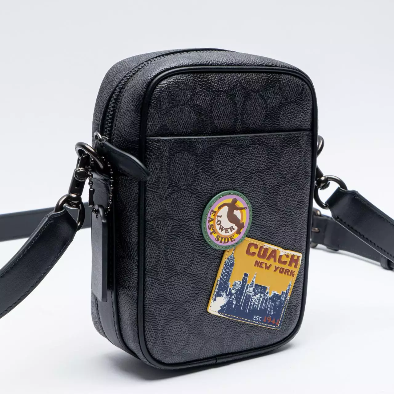 Jual Coach Hitch Crossbody In Signature Canvas With Patches Charcoal ...