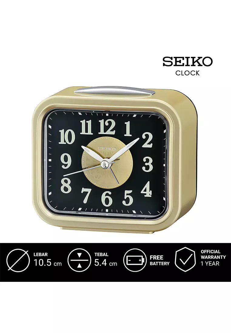 Jual Seiko Seiko Bedside Bell Alarm Clock Sweep Second Hand - Gold Case ...
