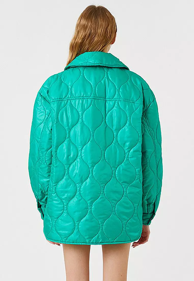Buy KOTON Quilted Jacket Pocket Shirt Collar Snap Fastener 2025 Online ...