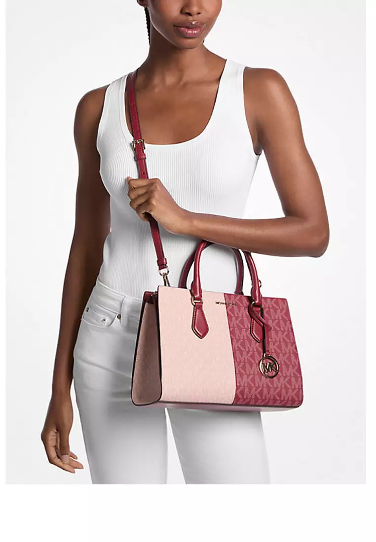 Buy Michael Kors Sheila Medium Two-Tone Metallic Signature Logo Satchel ...