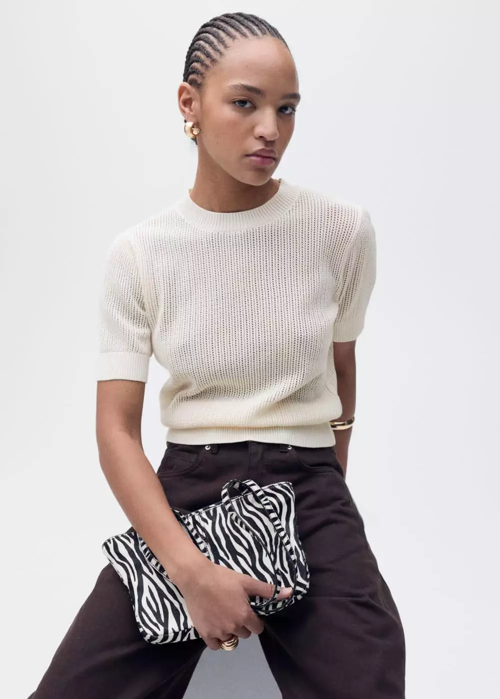 Jual Mango Sweater rajutan openwork lengan pendek Original 2025 ...