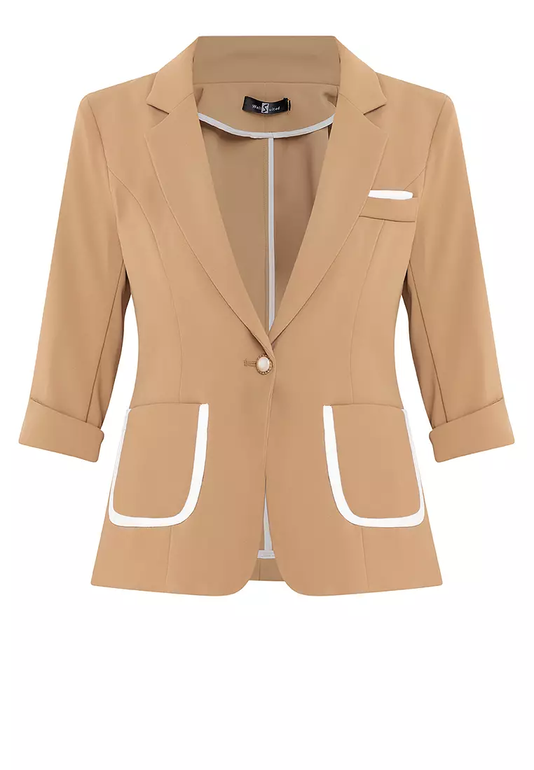 Buy Well Suited Quarter Sleeves Pocket Trim Blazer 2026 Online | ZALORA ...